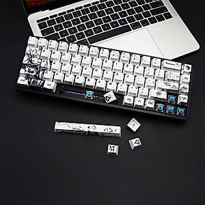 MOLGRIA Keycaps 71 Set Ink Panda for 71 64 61 Keys Keyboard, Custom PBT OEM Profile Key Caps with Keycap Puller for Cherry MX Gateron Khail Switches 60 Percent Gaming Keyboard