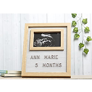 Kate & Milo Sonogram Wooden Letterboard Set, Sonogram Frame Message Board for Sharing Pregnancy Milestones and Baby Growth Progression, Gender-Neutral Nursery Décor Accessory, White