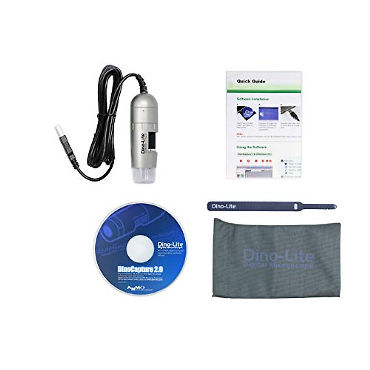 Dino-Lite USB Digital Microscope AM3111-0.3MP, 10x - 50x, 230x Optical Magnification, 8 LEDs