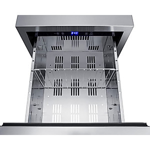 Summit Appliance ADRD18 18" Wide ADA Compliant 2-Drawer All-Refrigerator in Stainless Steel with Panel-Ready Drawer Fronts, Digital Thermostat, Frost-free Defrost, Digital Display