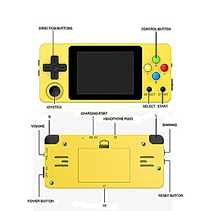Wireless Retro Game Console Handheld Game Console 2.7 inch IPS Retro Games Consoles Classic Emulator Hand-held Gaming Console Linux Video Games System-Yellow