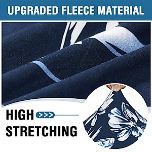 H.VERSAILTEX Super Stretch Ottoman Covers Slipcover Round Ottoman Slipcover Folding Storage Stool Furniture Protector Feature Soft Thick Bouncy Modern Style with Elastic Bottom(Ottoman X-Large, Navy)