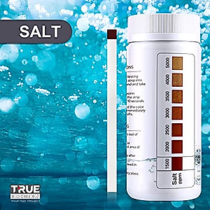 TRUEDIRECTION Salt Water Test Strips for Testing Sodium Chloride Content in Pool and Spa, Saltwater Chlorine Testing kit of 1500-5000 ppm