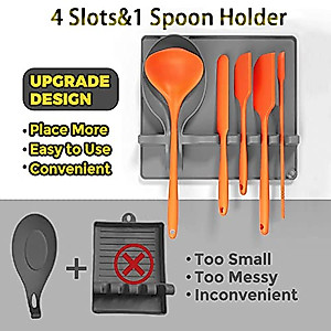 Sameme Silicone 2 in 1 Spoon Rest with Drip Pad for Multiple Utensils,Cooking Spoon Holder for Kitchen Stove Top Counter,Heat Resistant,Kitchen Utensil Holder for Spoons, Ladles, Tongs& More
