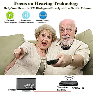 SIMOLIO Infrared Wireless TV Headphones, TV Hearing Device for Digital & Analog TVs, TV Listening Headphones for Seniors & Hard of Hearing with Voice Highlighting, Balance and Tone Adjustment SM-863D