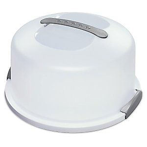 Sterilite Cake Server Plastic Food Storage Container with Lid, Latches and Handle, Dessert Carrier, Dishwasher Safe, Clear Lid and White Base, 12-Pack