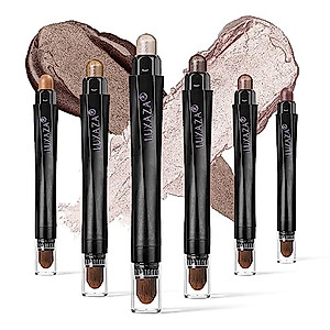 LUXAZA 6PCS Cream Brown Neutral Eyeshadow Stick Makeup Sets, Metallic Eye Brightener Stick Pencil Crayon -B02-Fall Brown