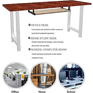 Desktop Extender Sliding Keyboard Tray Keyboard Slider 54/60/70x27cm Wooden Extension Table Installed Under The Table Strong Load-bearing Capacity Easy To Assemble Ergonomics Adjust Posture Improve Fa
