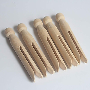 EKDJKK Round Wooden Clothespins, 12 Pcs Old Fashioned Traditional Heritage Dolly Clothes Pegs, Unfinished Wood Doll Pins for DIY Art Painting Outdoor Home Kitchen Travel