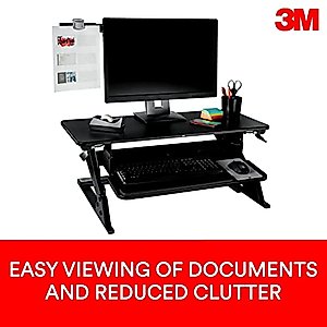 3M Monitor Mount Document Clip Copy Clip, Mounts Right or Left with Command™ Adhesive, Use on Monitors and Laptops for Easy Viewing and Reduced Clutter, Holds up to 30 Sheets, Black (DH240MB)