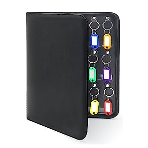 Portable Zippered Key Organizer,Leather Key Case with 36 Key Hooks and Tags Key Storage, Portable Manager,Landlord Key Binder,Zipper Key Organizers for Estate Sales,Hotel Executives,Car Rental Key Box