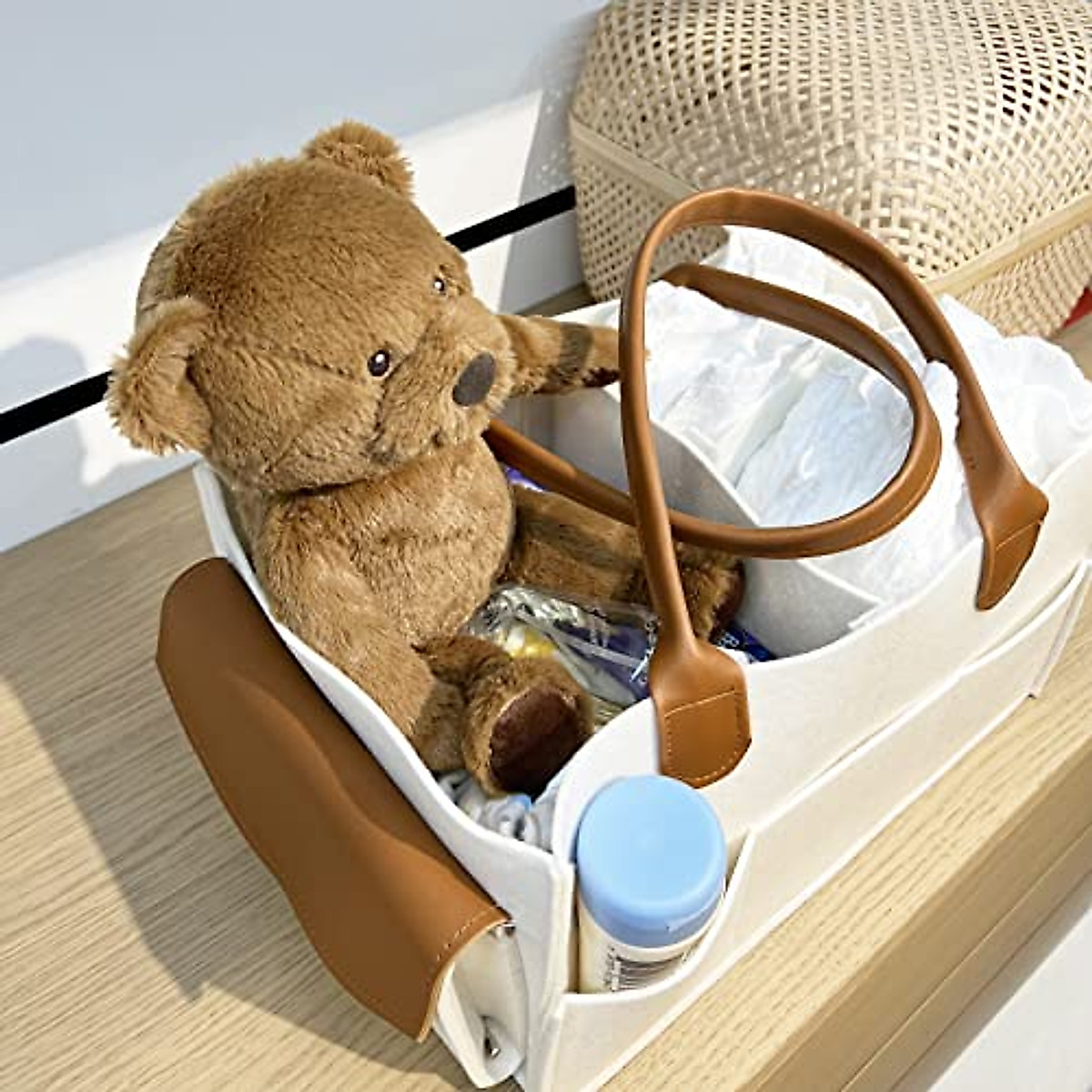 kilomon Baby Diaper Caddy Organizer - Diaper Organizer Caddy for Car and Nursery Storage Bin, Diaper Organizer for Changing Table Diaper Caddy for Baby Girl boy with Handle