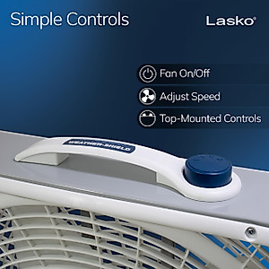 Lasko 20″ Weather-Shield Performance Box Fan-Features Innovative Wind Ring System for Up to 30% More Air, 20 Inch, 3720