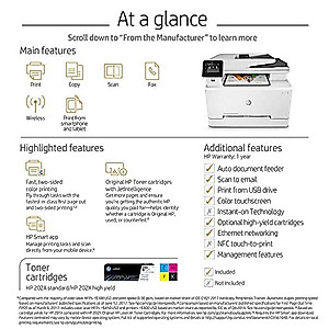 HP Laserjet Pro All in One, Wireless Color Multifunction Laser Printer, Comes with Original HP Toner, T6B83AR#BGJ, (Renewed)