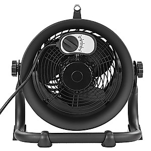 CATERPILLAR CAT HVD-9AC - 9" High-velocity Drum Air Circulator Fan with 360-degree Pivoting Head and Dual Ball Bearing 4-speed Motor, Black