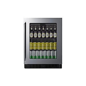 Summit Appliance ASDG2411 24" Wide Built-In Beverage Center, ADA Compliant; 3.25 cu.ft Capacity; Frost-free; Sealed Back; Open Door Alarm; Factory Installed Lock; Dimmable LED Light