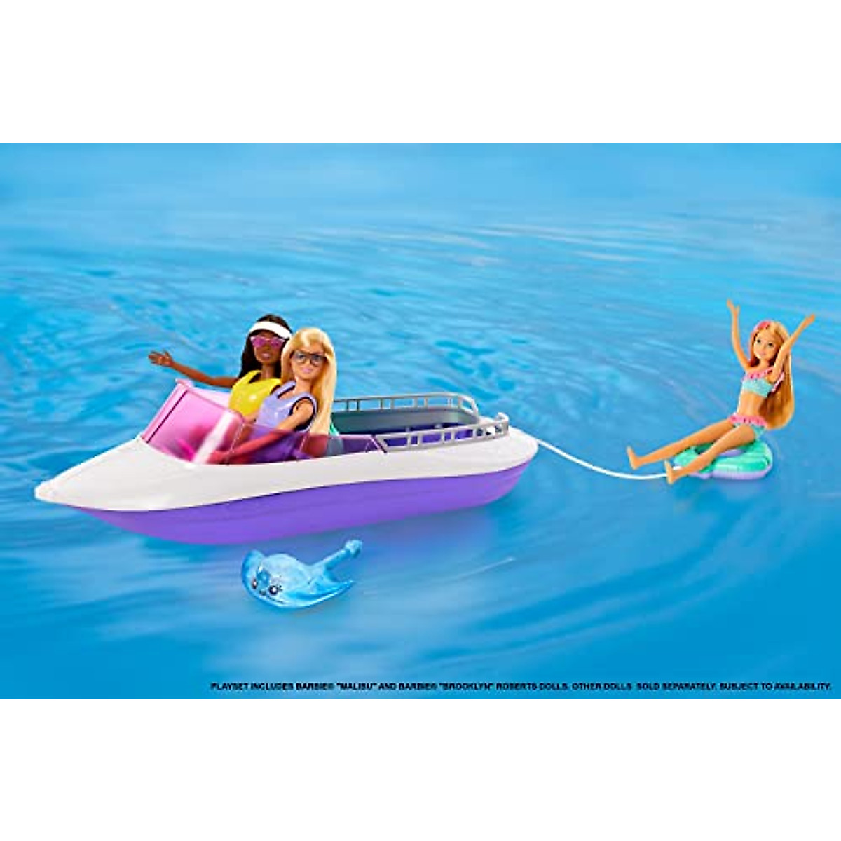 Barbie Mermaid Power Playset with 2 Dolls & 18-inch Floating Boat with See-Through Bottom, 4 Seats & Accessories, Toy for 3 Year Olds & Up