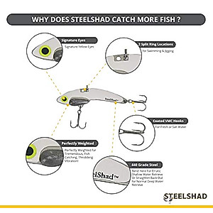 SteelShad - Original Series (3/8 oz) Perch - Bass Fishing Lures - Lipless crankbait for Freshwater Fishing - Long Casting Blade Bait Perfect for Bass, Walleye, Trout