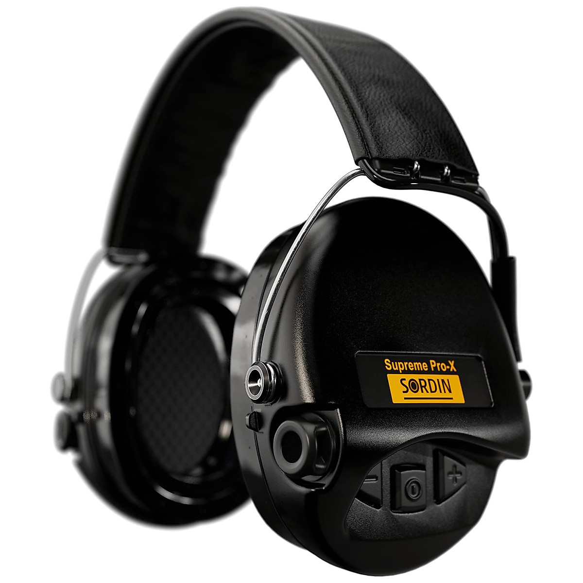 Sordin Supreme Pro-X LED Ear Defenders for Hunting & Shooting - Active & Electronic - Leather Band - Black Ear Muffs