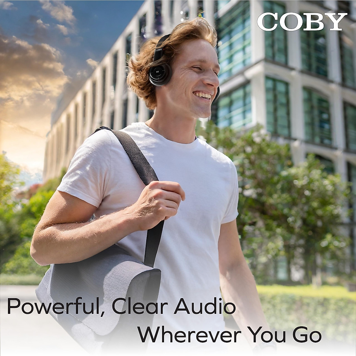 Coby Bluetooth Headphones, Wireless Headphones with Mic Built-in, AUX, Hands-Free Calling, Over-Ear Foldable Headset, Rechargeable, 5-HR Play
