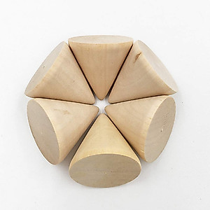 SUPVOX 10pcs Natural Wood Cone Ring Holders Unpainted Wooden Cones to Craft Paint Jewelry Display Stand 3.1cm