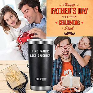 Kpafig Like Father Like Daughter, Funny Christmas, Birthday Gifts, Father's Day Gifts for Dad from Daughter, Insulated Stainless Steel Dad Travel Coffee Mug Tumbler Cup with Lip and Straws 20oz