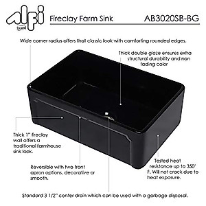 ALFI brand AB5006-PSS AB3020SB-BG Kitchen Sink, Black Gloss