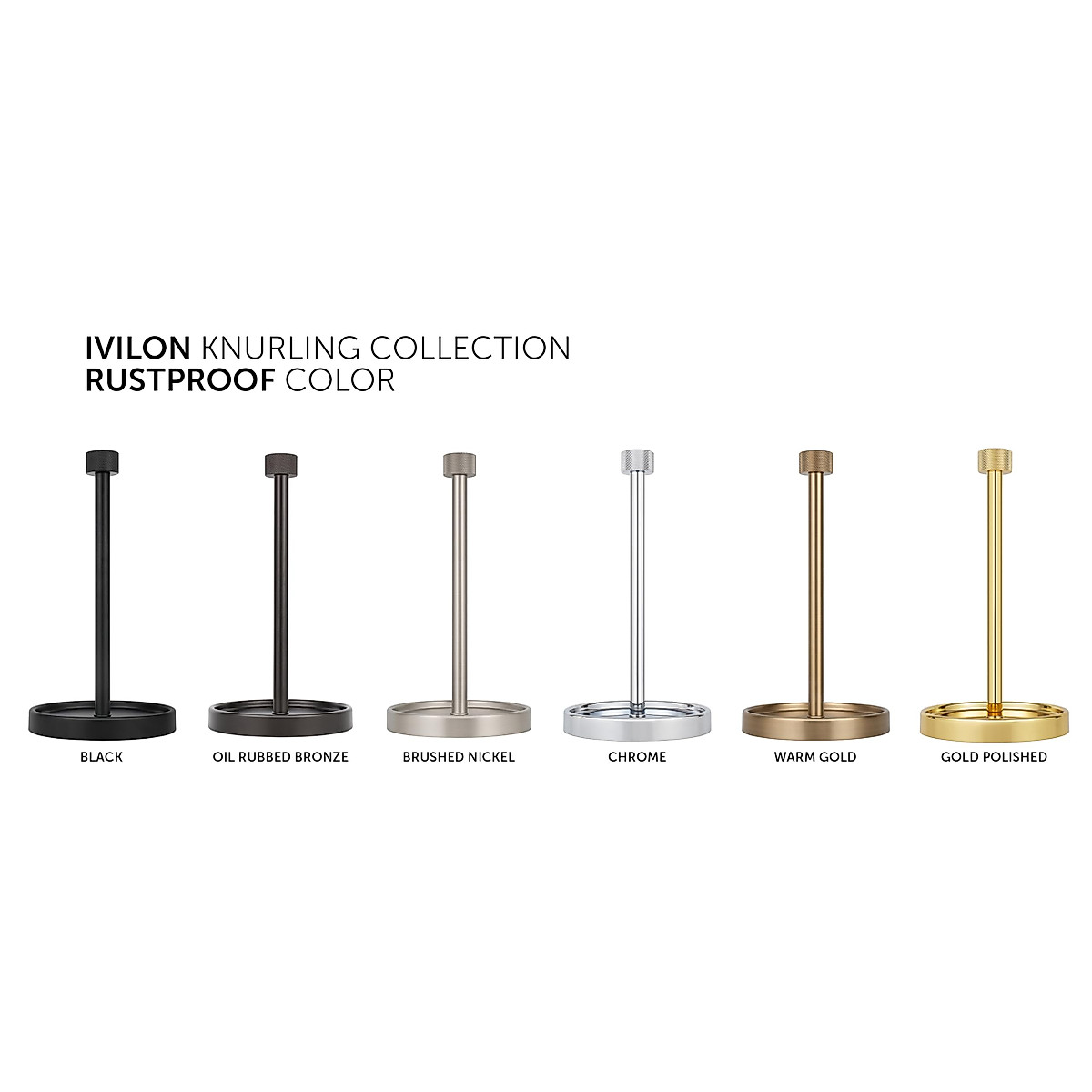 Ivilon Countertop Paper Towel Holder - Modern Knurling End Cap Minimalist Design - Color Warm Gold