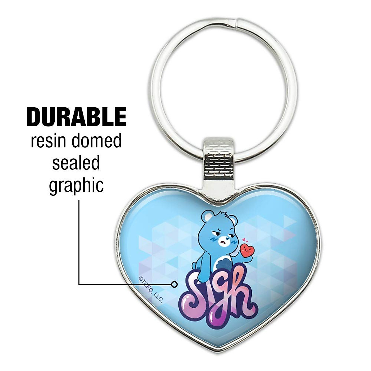 Care Bears: Unlock the Magic Grumy Bear Sigh Keychain Heart Love Metal Key Chain Ring