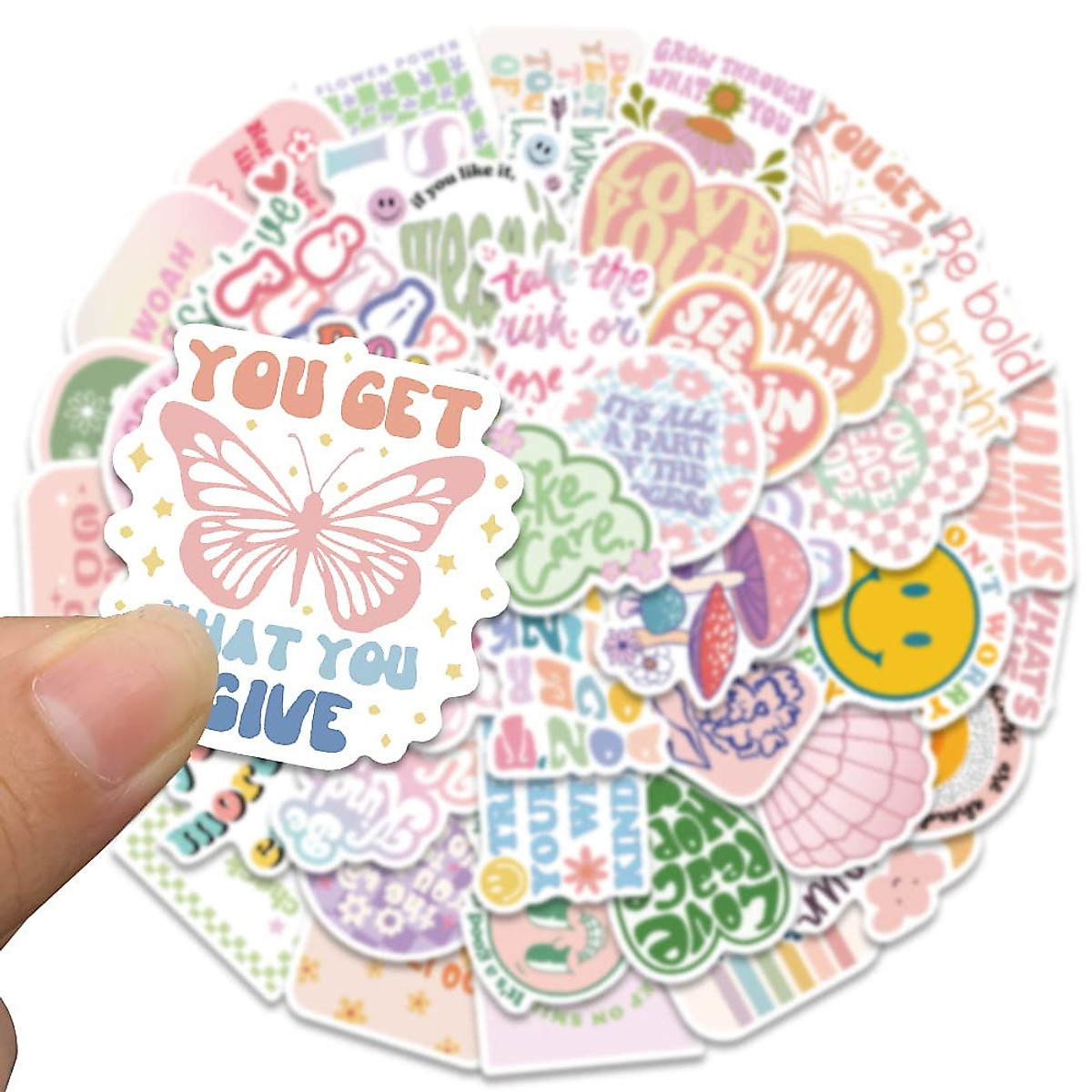 Pink Inspirational Stickers, Preppy Motivational Stickers, 50Pcs Aesthetic Encouragement Stickers for Students Teachers, Dovipta Vinyl Waterproof Stickers for Water Bottle, Laptop, Scrapbook, Journal