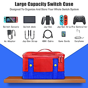 Larstylee Switch Carry Case, Storage Carrying Case Compatible With Nintendo Switch/Switch OLED Soft Shell Protective Travel Case for Switch Console Pro Controller & Accessories