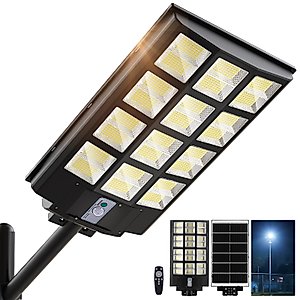 Eontim 4200W Solar Street Lights Outdoor, Commercial Solar Parking Lot Light with Remote Control, Motion Sensor Solar Light Outdoor Waterproof, Dusk to Dawn LED Solar Flood Light for Yard, Outside