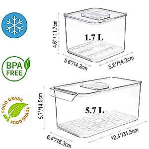 GEDLIRE Produce Saver Containers for Refrigerator 3 Pack, Stackable Plastic Fridge Food Fruit Vegetables Storage Bins with Vented Lids, Clear Freezer Fresh Keeper Organizers and Storage Container Set