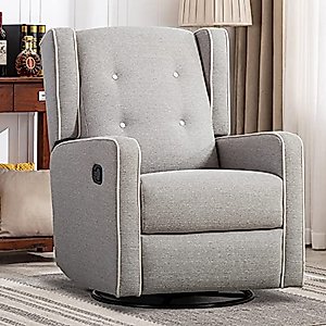 CANMOV Swivel Rocker Recliner Chair, Rocking Chair Nursery Glider Recliner, Manual Glider Chair for Nursery (Gray)