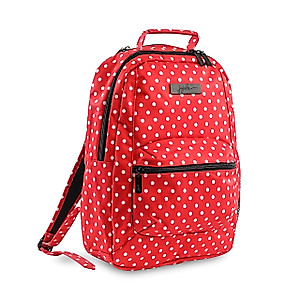 JuJuBe Be Packed Backpack/Diaper Bag, Black Ruby - Red/White Polka Dots