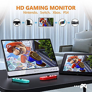 BIGASUO Portable Monitor, 15.6 FHD HDR 1080P Portable Laptop Monitor, Built-in 6000mAh Rechargeable Battery, Dual Spearker for Laptop PC/MacBook/Phone Xbox Switch PS4 PS5- Gift for Family and Friends
