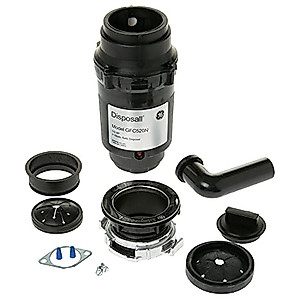 GE Continuous Feed Garbage Disposal, 1/2 Horsepower, Good for Grinding: Beans, Potatoes, Peels, & Cooked Meat, Easy Install Kit Included, Non-Corded, Recommended for 2-4 Person Homes Black
