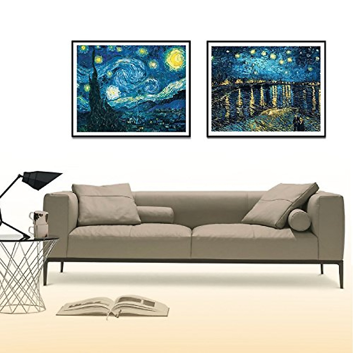 4 Packs 5D DIY Diamond Painting Set Full Drill Diamond Painting Starry Night Wall Stickers for Living Room(40X30CM/16X12inch)