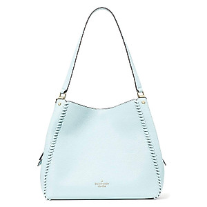 Kate Spade New York Kate Spade leila pebbled leather whipstitch medium triple compartment shoulder bag, Dewy Blue