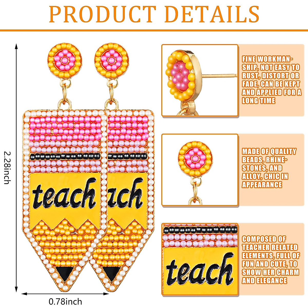 16 Pairs Fall Thanksgiving Dangle Earrings School Teacher Earrings Back to School Earrings Autumn Pumpkin Drop Earrings Western Wooden Earrings for Women