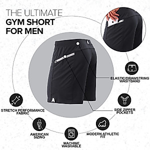 Anthem Athletics Hyperflex 7 Inch Men's Workout Shorts - Zipper Pocket Short for Running, Athletic & Gym Training - Black Onyx G2 - Medium