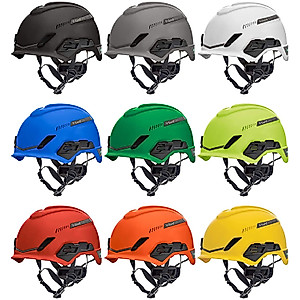 MSA 10194788 H1 V-Gard Helmet With Fas-Trac III Ratchet Suspension | Polyethylene Shell, Superior Impact Protection, Self Adjusting Crown Straps - Standard Size in Hi-Viz Yellow/Green