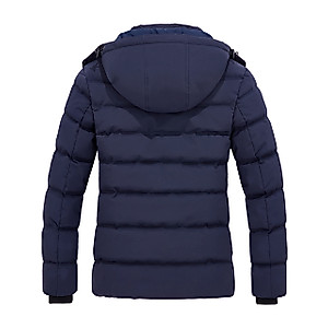 wantdo Women's Windproof Puffer Jackets Hooded Winter Coat Parka Jackets Navy XL