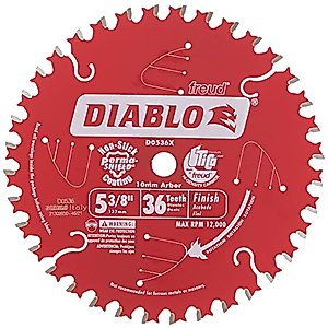 Freud D0536X Diablo 5-3/8-Inch 36 Tooth ATB Finish Cordless Trim Saw Blade