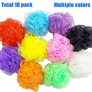 10 Pack Bath Loofah Sponges,Mesh Shower Pouf Balls,Exfoliating Scrubber for Kids Women Men Body Wash,Random Color