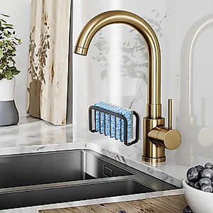 GOODBUY Sponge Holder for Kitchen Sink, Anti-Rust Sink Sponge Holder with Suction Cups, Aluminum Sink Caddy Kitchen Sink Organizer for Sponges, Scrubbers, Soap, Bathroom 5.9" x 2" x 3.3" Grey