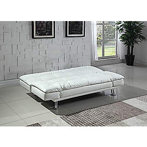 Coaster Home Furnishings Dilleston Sleeper Sofa Bed with Casual Seam Stitching White, 73" w x 37" d x 35.5" h (300291)