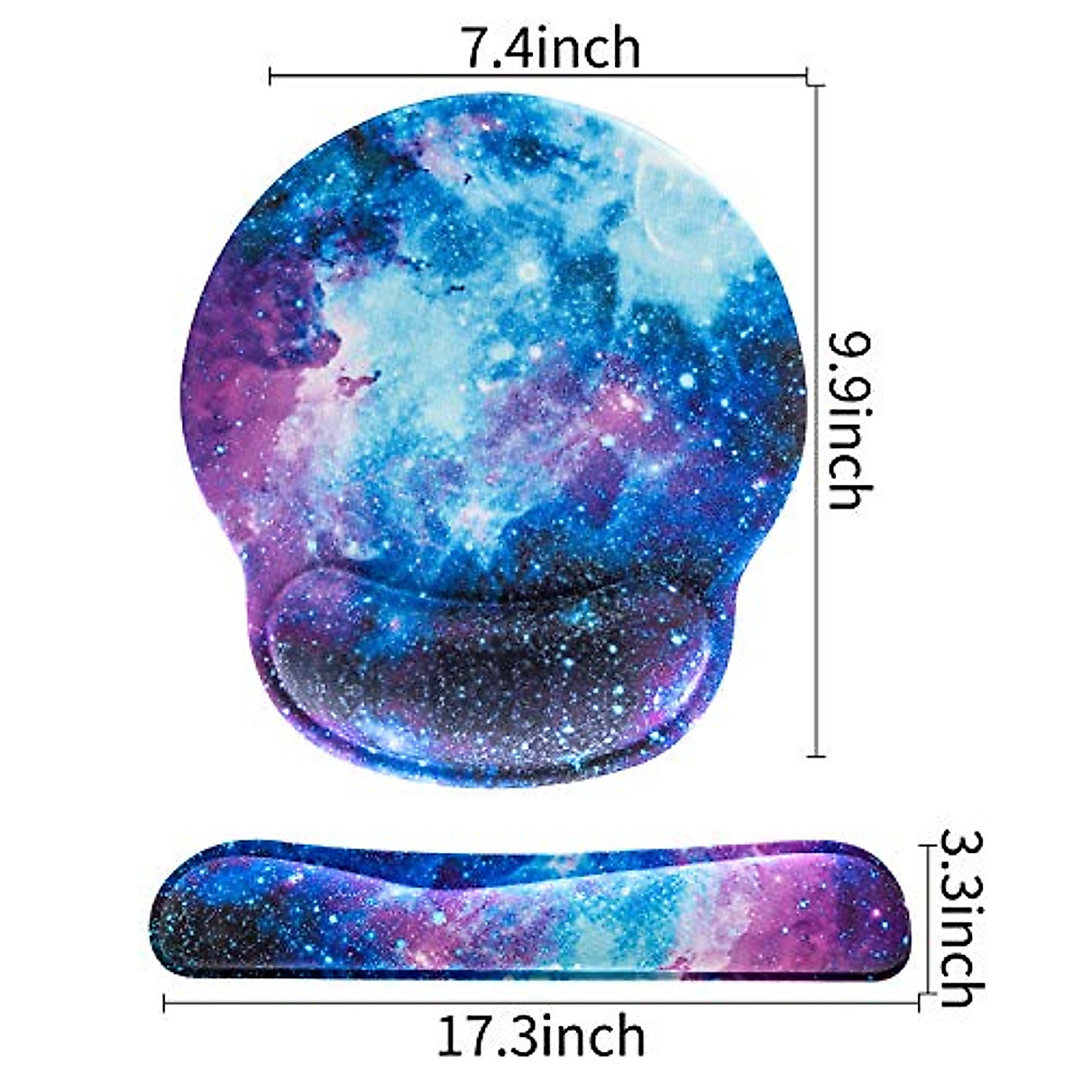 AORTDES Memory Foam Set Ergonomic Keyboard Mouse Pad Wrist Support - Keyboard Wrist Rest for Computer/Laptop/Gaming/Office - Comfortable & Lightweight for Easy Typing & Pain Relief(Gorgeous Galaxy)