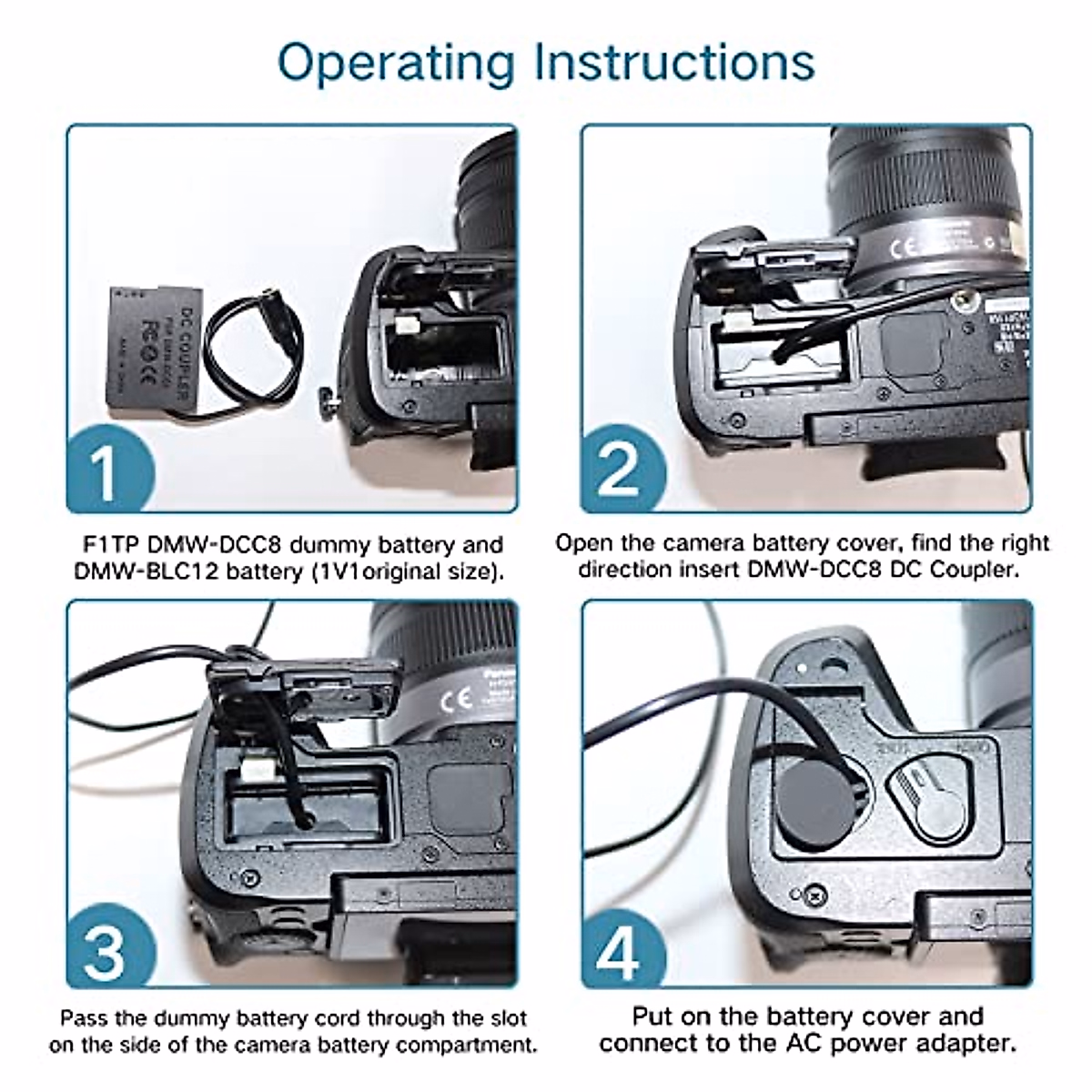 F1TP DMW-AC10 DMW-DCC8 AC Power Adapter Dummy Battery for Panasonic Lumix DMC-G5 G6 G7 GX8 G80 G81 G85 GH2 GH2K FZ200 FZ300 FZ2000 G90 G99 Cameras.