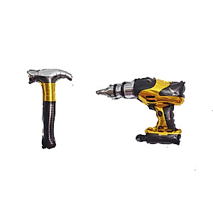 8PCS Hammer Foil Balloons Drill Mylar Balloons Inflatable Toys for Boys Kids Birthday Themed Party Decoration Father's Day Party for Dad, Husband and boy friend Birthday Party